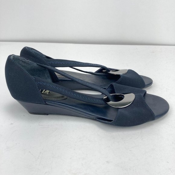 Impo | Shoes | Impo Stretch Racho Blue Wedge Sandals 55m | Poshmark